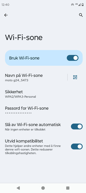 Bruke telefonen som modem – Motorola Moto G24 - Android 14 Guide