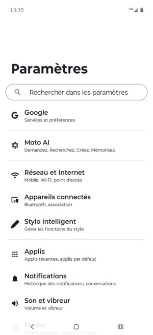 Basculer entre 3G/4G/5G – Motorola Edge 70 Pro+ - Android 16 Guide
