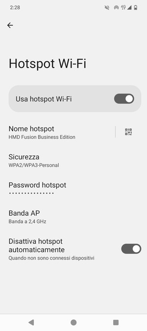 Utilizzare il telefono come modem – HMD Fusion - Android 14 Guide