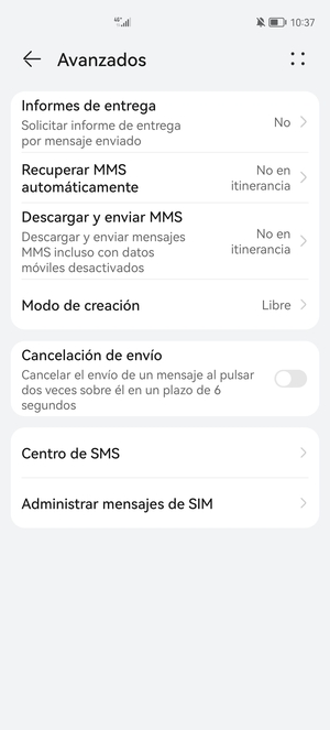 Configurar SMS – Huawei Nova 10 - EMUI 12 Guide